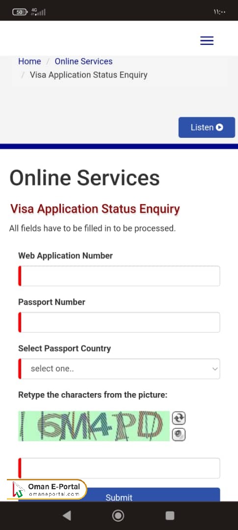 Online Oman Visa Check by Passport Number